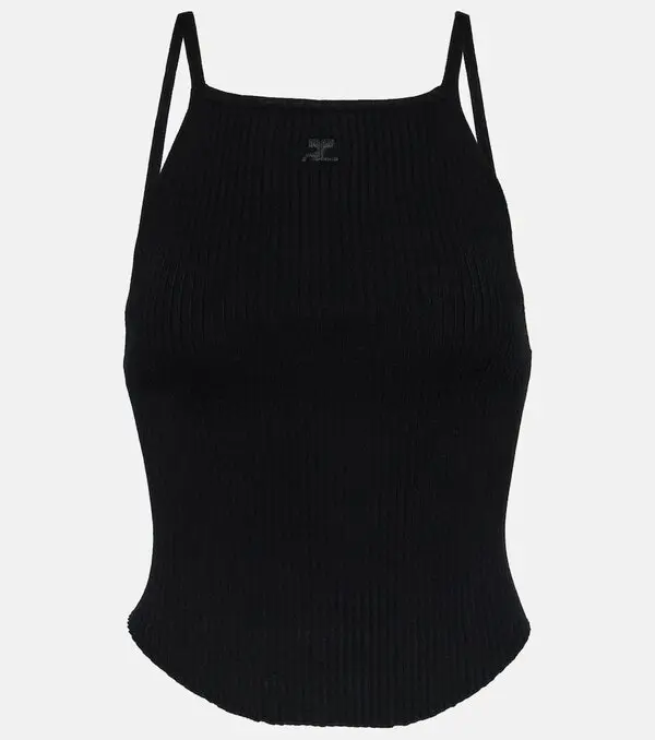 COURREGES Ribbed-knit Tank Top - Black