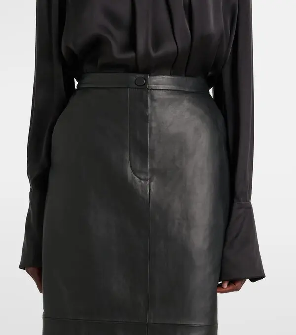 YVES SALOMON Leather Midi Skirt