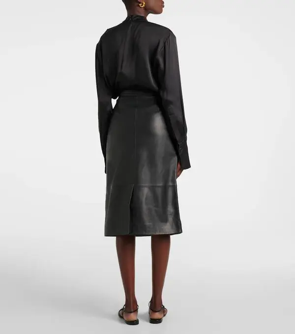 YVES SALOMON Leather Midi Skirt