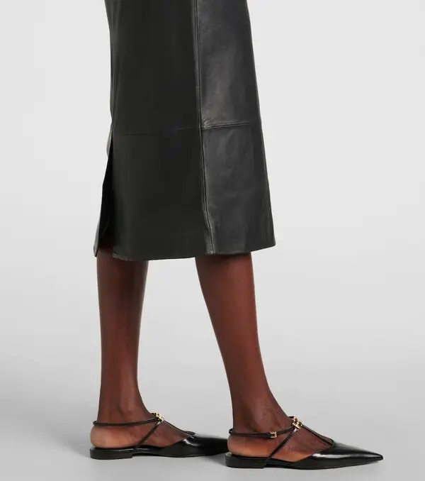YVES SALOMON Leather Midi Skirt