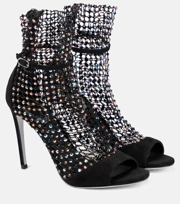 Rene Caovilla Galaxia Embellished Suede Sandals