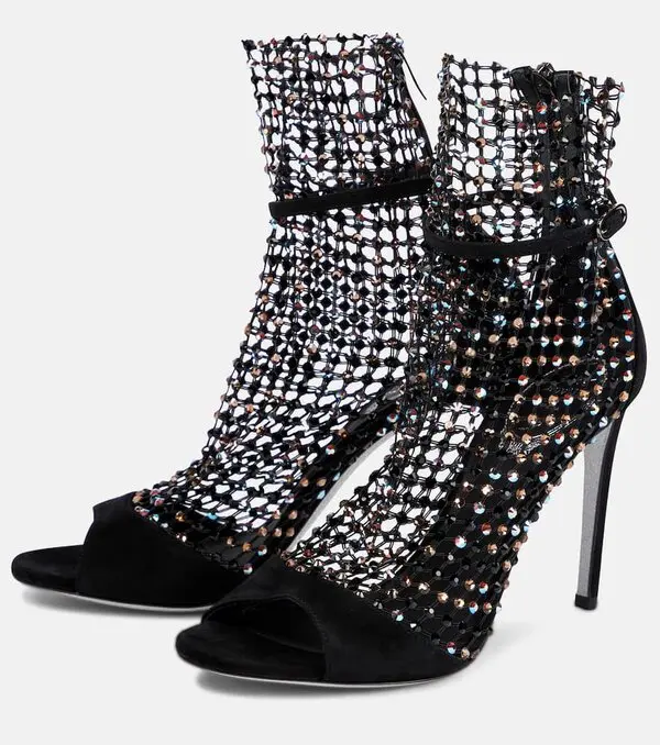 Rene Caovilla Galaxia Embellished Suede Sandals