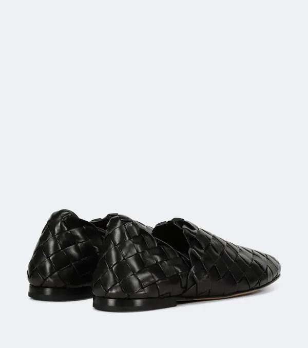Bottega Veneta Intreccio Leather Slippers - Black