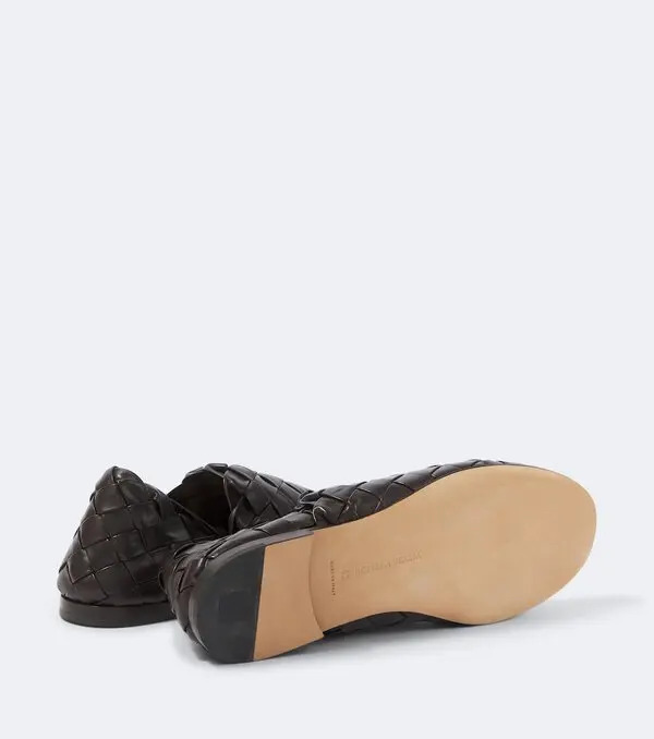 Bottega Veneta Intreccio Leather Slippers - Black
