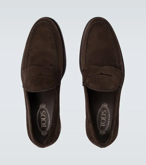 TOD'S Suede Penny Loafers - Brown