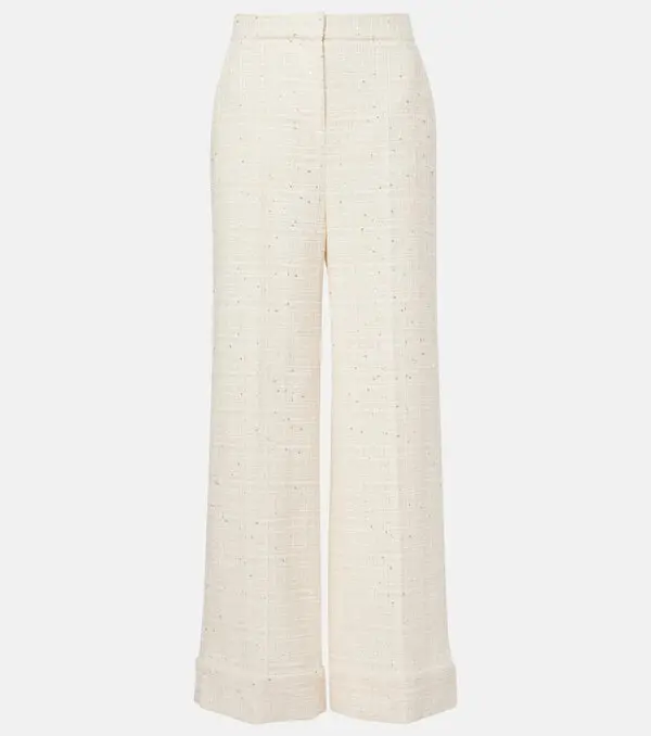 Valentino Garavani Sequined Tweed Wide-leg Pants