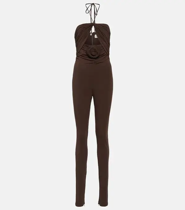 Magda Butrym Floral-applique Cutout Jumpsuit - Brown