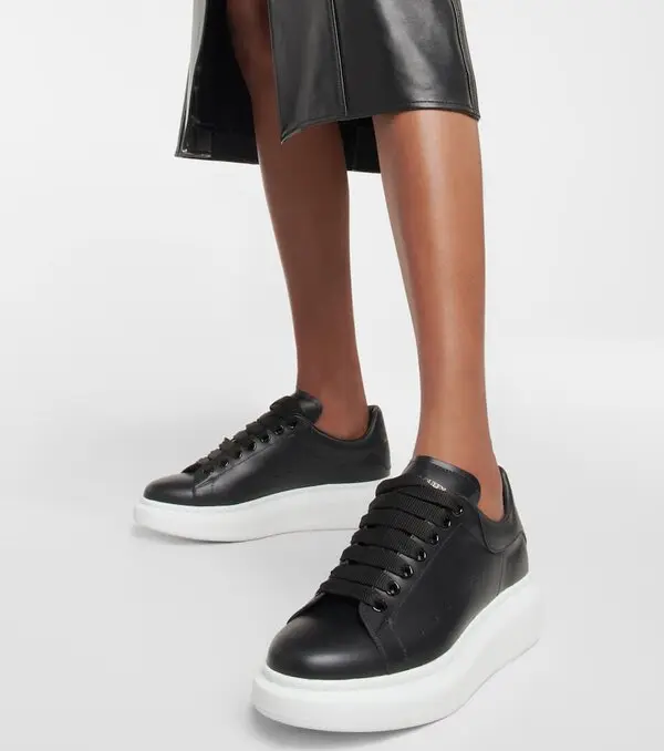 Alexander McQueen Oversized Leather Sneakers - Black