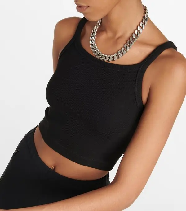 Wardrobe.NYC Ribbed-knit Jersey Cropped Top