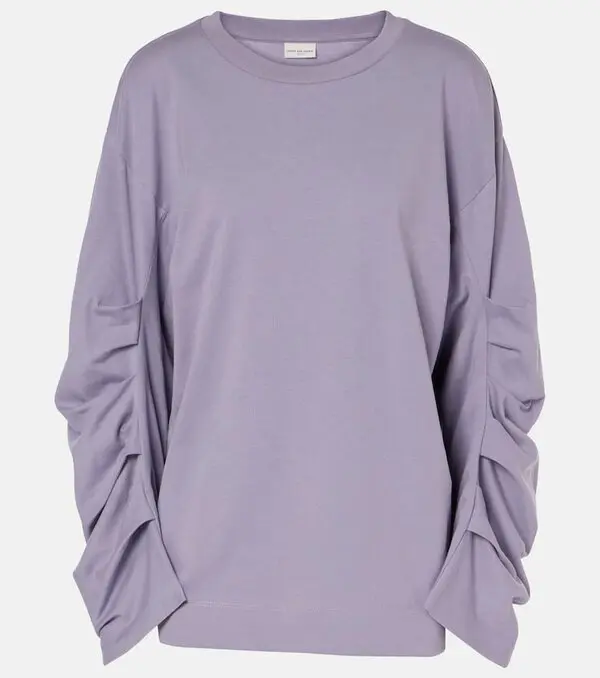 Dries Van Noten Ruched Cotton Jersey Sweatshirt