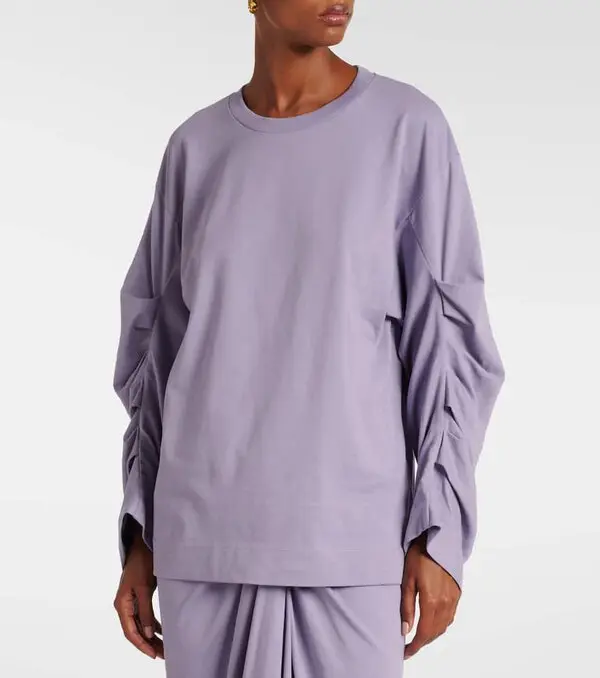 Dries Van Noten Ruched Cotton Jersey Sweatshirt
