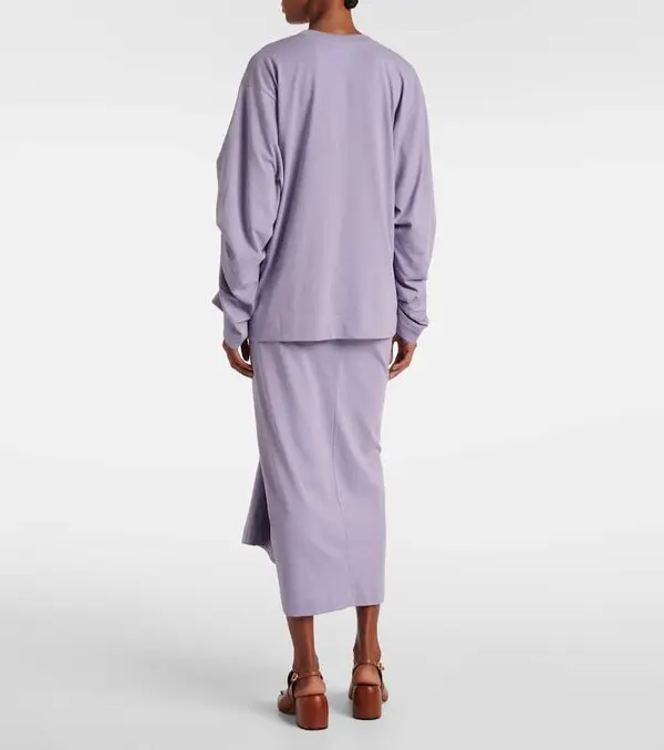 Dries Van Noten Ruched Cotton Jersey Sweatshirt