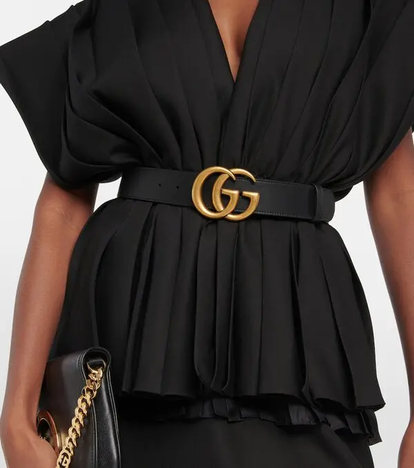 Gucci 2015 Re-edition Wide Leather Belt With Gold Hardware - Black