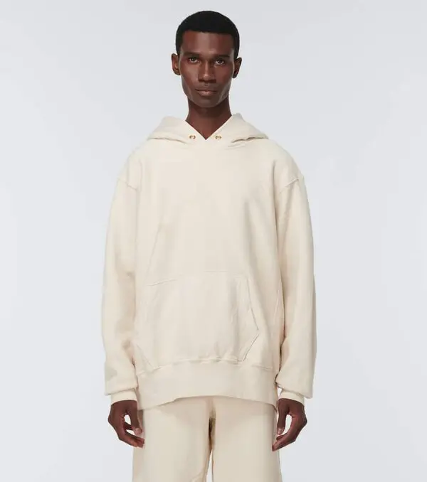 LES TIEN Cropped Hooded Sweatshirt - Neutrals