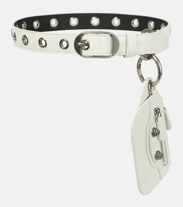Balenciaga Le Cagole Charms Leather Belt - White