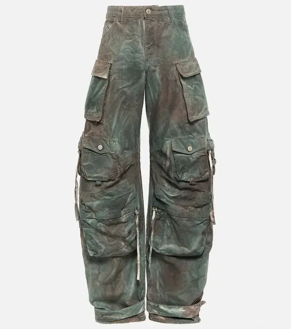 Attico Fern Oversized Cargo Pants - Green
