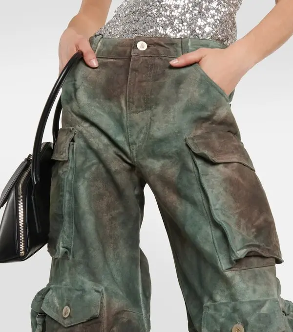 Attico Fern Oversized Cargo Pants - Green