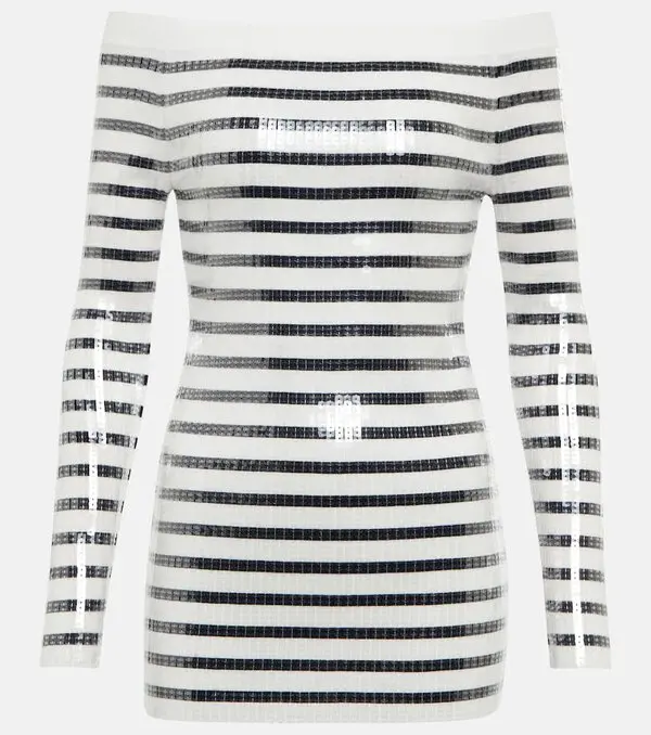 JEAN PAUL GAULTIER Sequined Striped Sweater Mini Dress - Multicoloured