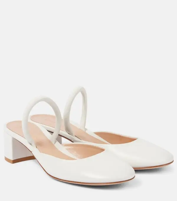 GIANVITO ROSSI Tivoli 45 Leather Mules - White