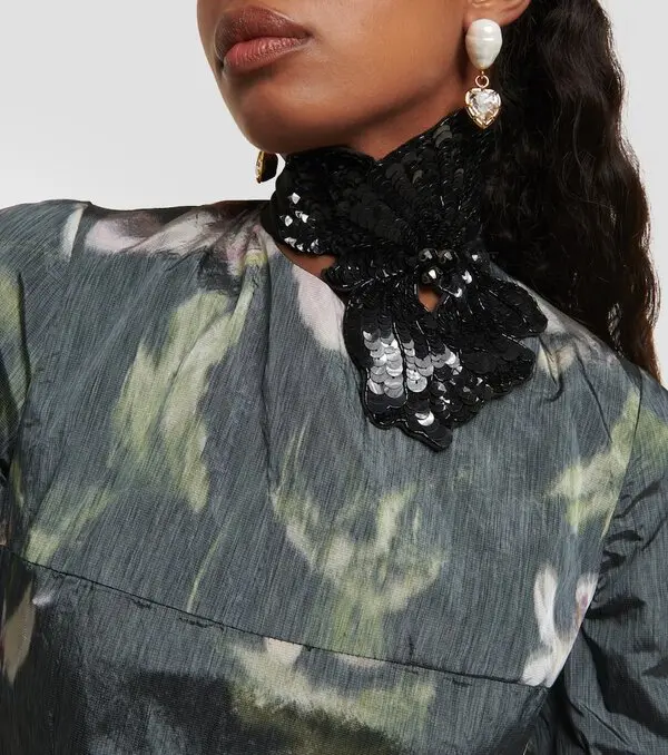 Erdem Sequined Floral-applique Choker