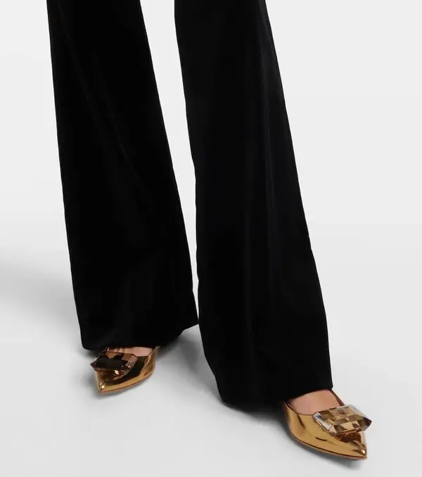 GIANVITO ROSSI Jaipur Embellished Leather Ballet Flats - Gold