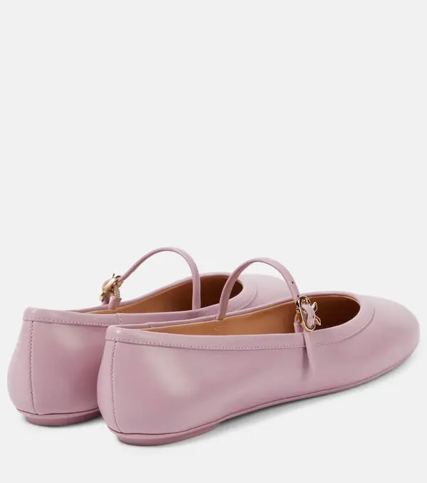 GIANVITO ROSSI Carla Leather Mary Jane Flats - Pink