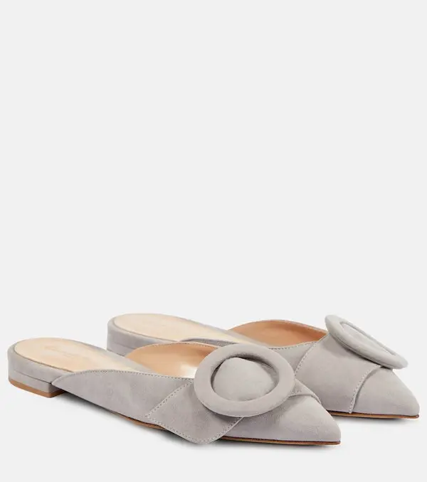 GIANVITO ROSSI Suede Ballerinas - Grey