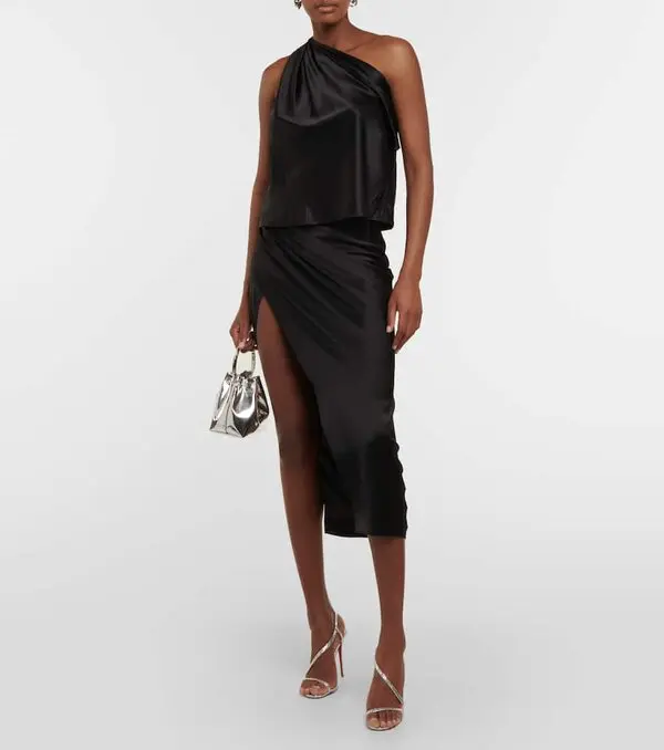 THE SEI Draped One-shoulder Top - Black