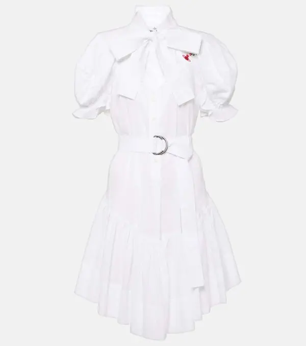 VIVIENNE WESTWOOD Football Heart Cotton Shirt Dress - White