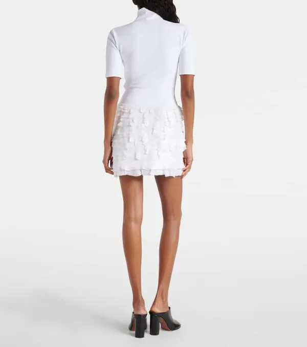 Alaïa Ruffled High-neck Jersey Minidress