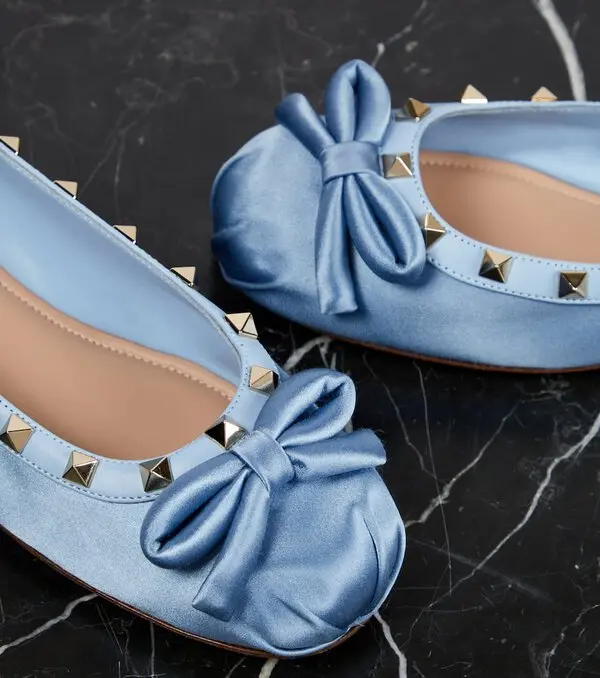Valentino Garavani Rockstud Satin Ballet Flats