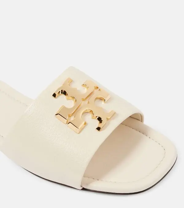 Tory Burch Eleanor T Monogram Leather Slides
