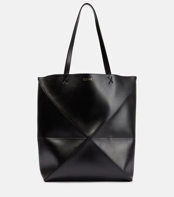 Loewe Puzzle Fold Xl Leather Tote Bag - Black