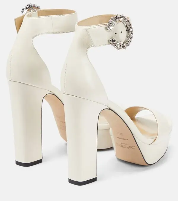 JIMMY CHOO Mionne 120 Leather Platform Sandals