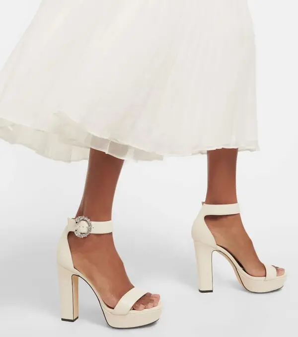 JIMMY CHOO Mionne 120 Leather Platform Sandals