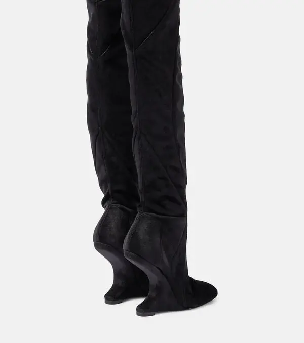 Rick Owens Cantilever Velvet Over-the-knee Boots - Black