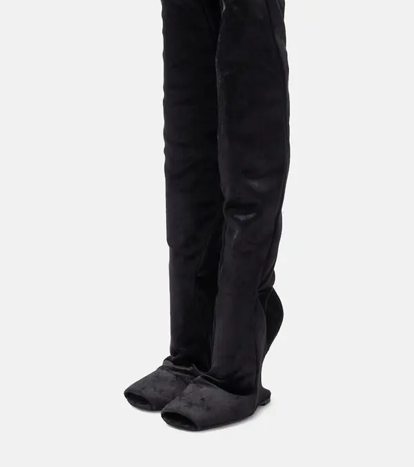 Rick Owens Cantilever Velvet Over-the-knee Boots - Black