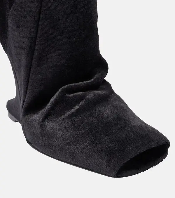 Rick Owens Cantilever Velvet Over-the-knee Boots - Black