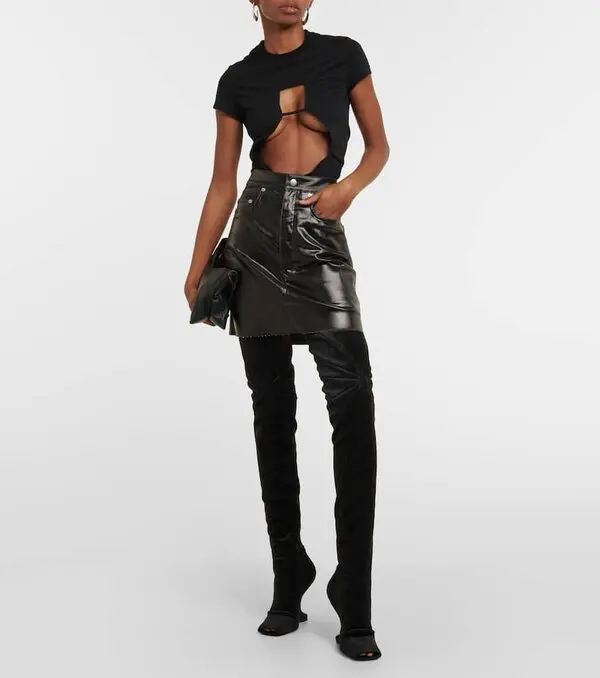 Rick Owens Cantilever Velvet Over-the-knee Boots - Black