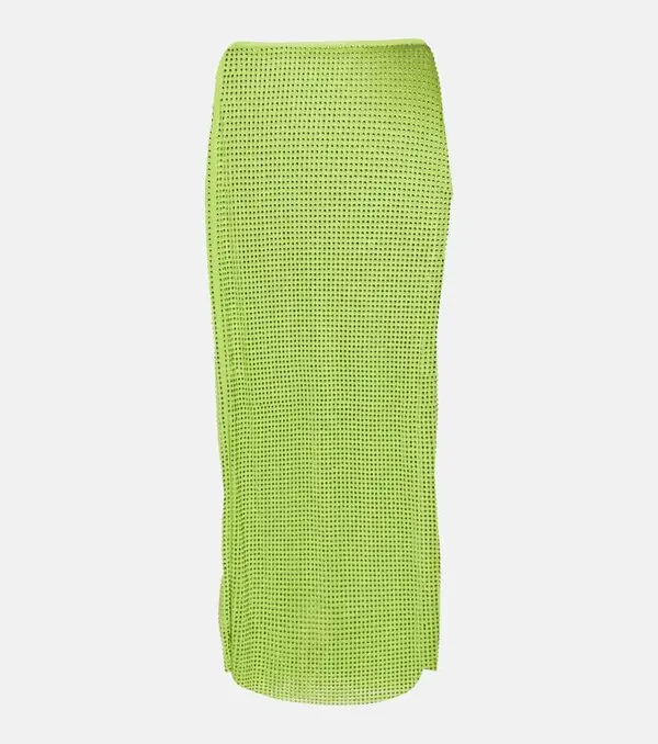 SELF-PORTRAIT Embellished Midi Skirt - Green