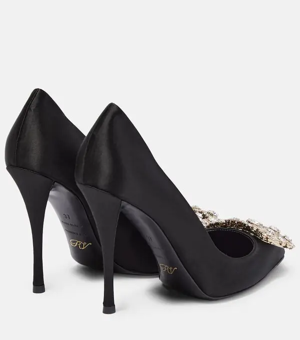 ROGER VIVIER Flower Strass Satin Pumps