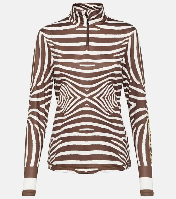 Bogner Beline Zebra-print Quarter Zip Sweater