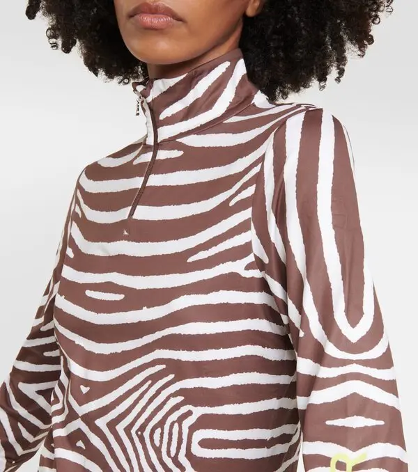 Bogner Beline Zebra-print Quarter Zip Sweater