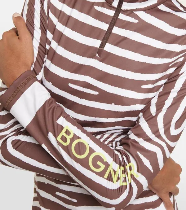Bogner Beline Zebra-print Quarter Zip Sweater