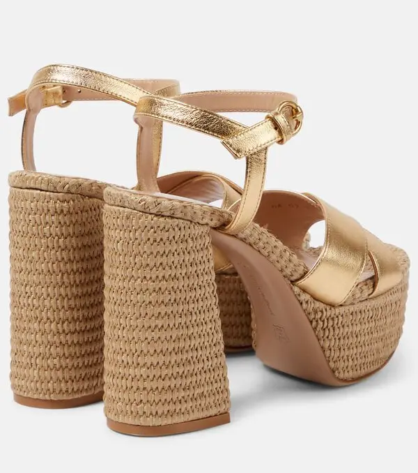 GIANVITO ROSSI Metallic Leather Platform Sandals