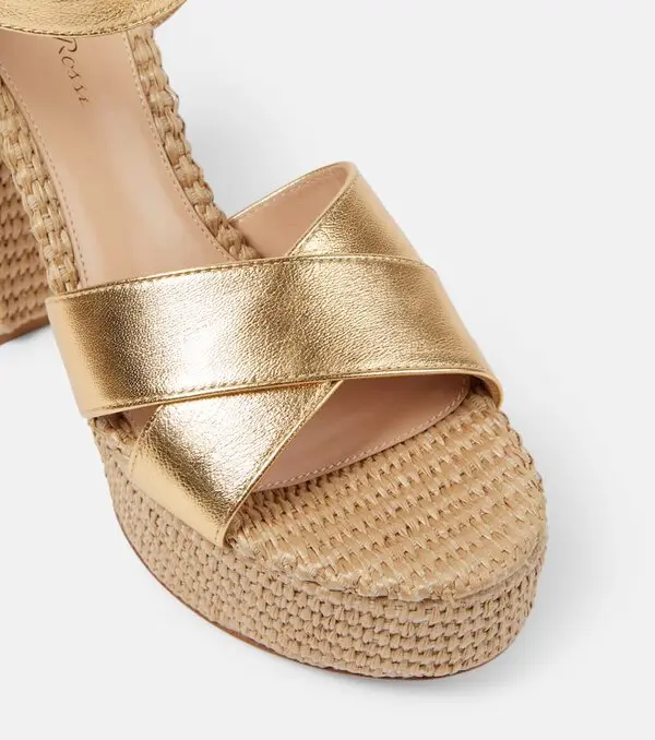 GIANVITO ROSSI Metallic Leather Platform Sandals