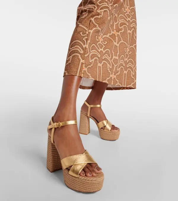GIANVITO ROSSI Metallic Leather Platform Sandals