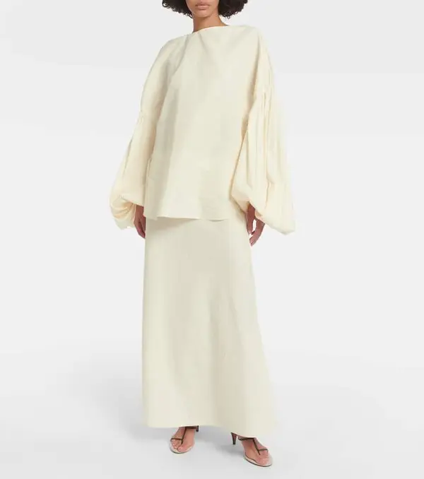 Khaite Quico Silk And Cotton Organza Top - Beige