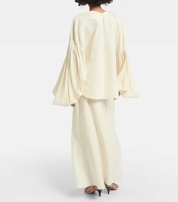 Khaite Quico Silk And Cotton Organza Top - Beige