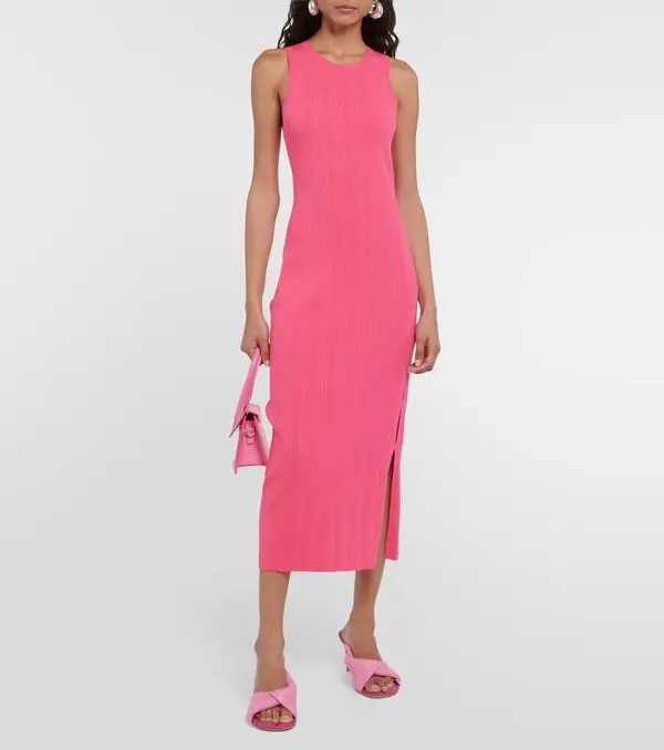 FRAME Ribbed-knit Midi Dress